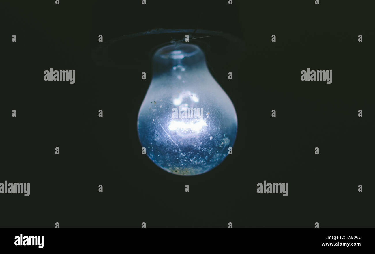 Blue light from the retro interior bulb Stock Photo - Alamy