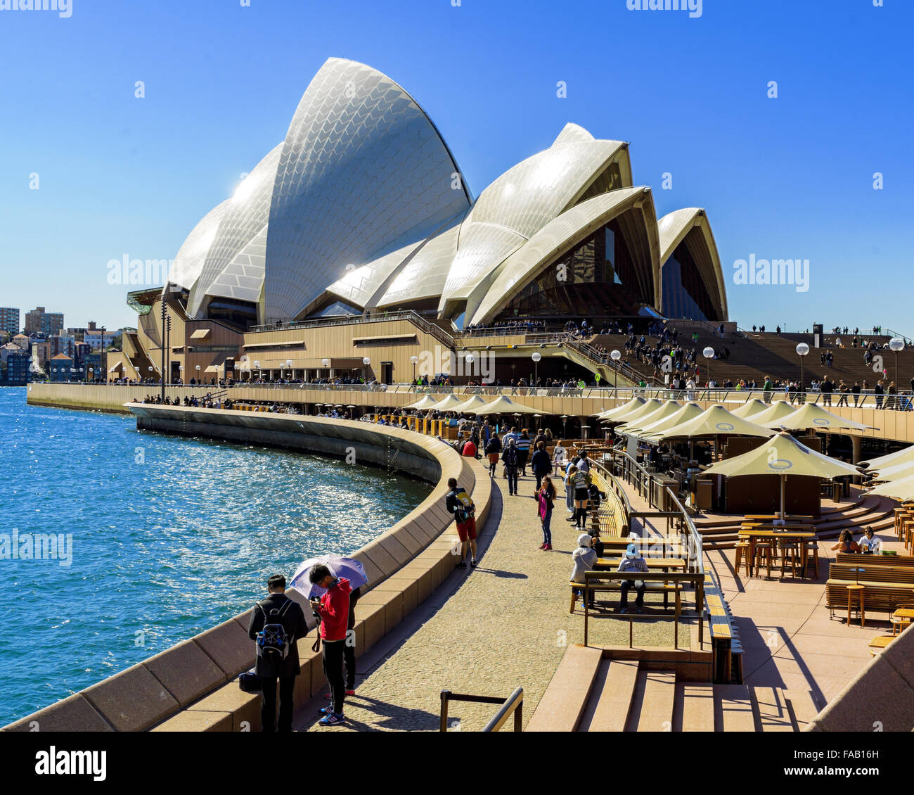 People enjoying the day in Sydney, drinking at the Opera Bar, Sydney ...