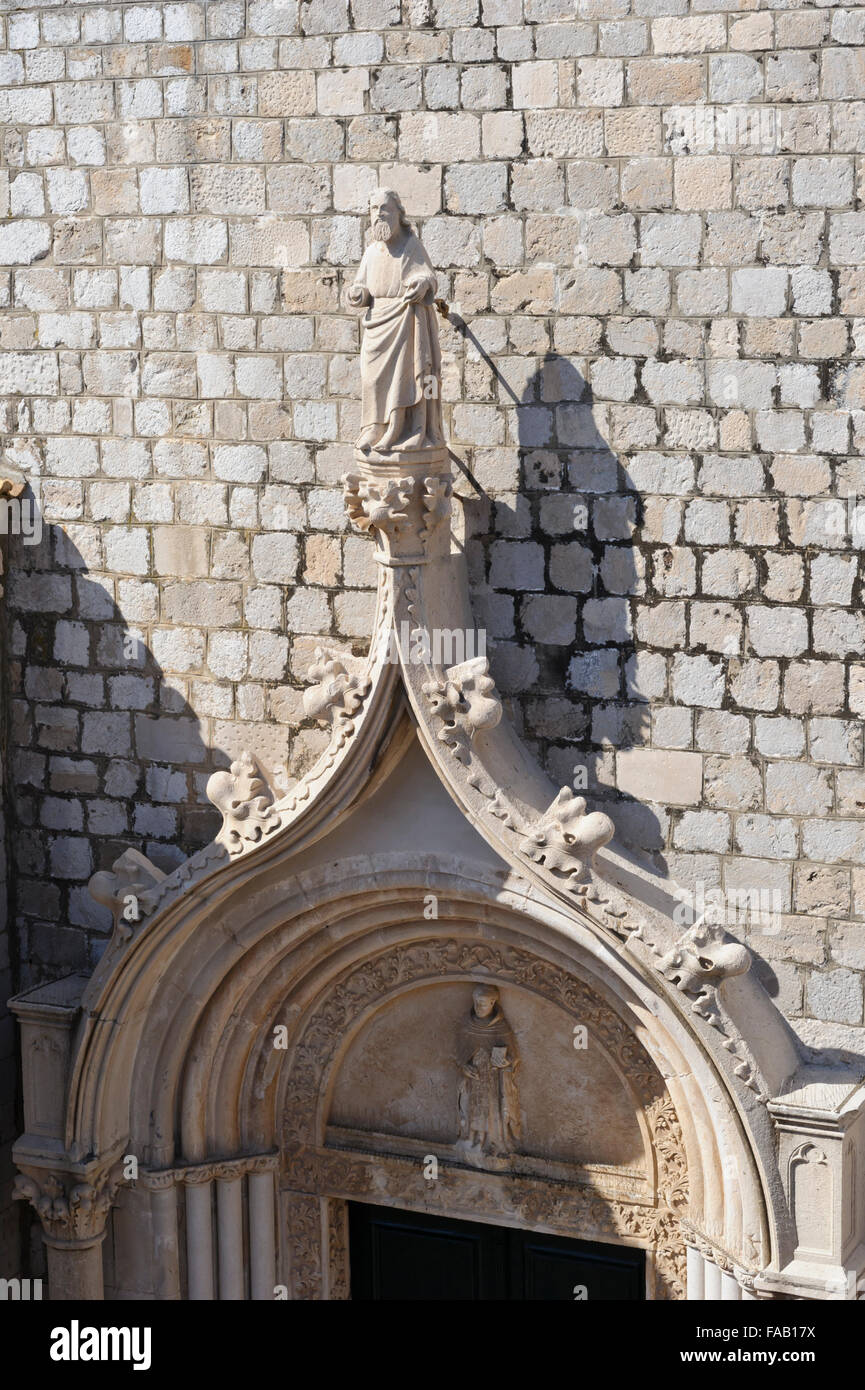 A religious figure above the entrance of the Dominican Monastery in ...