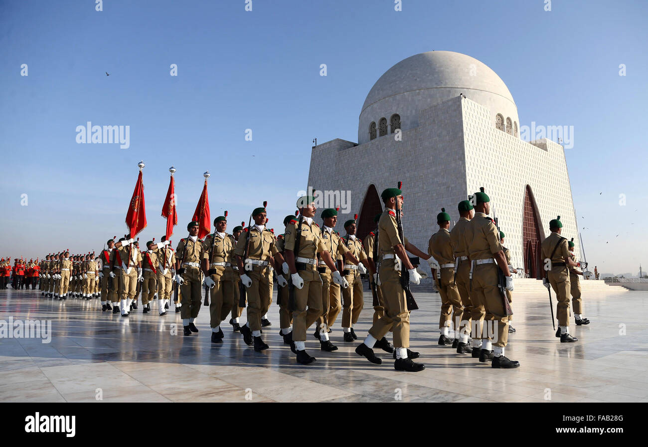 Karachi. 25th Dec, 2015. Pakistan army cadets take part in an event to ...