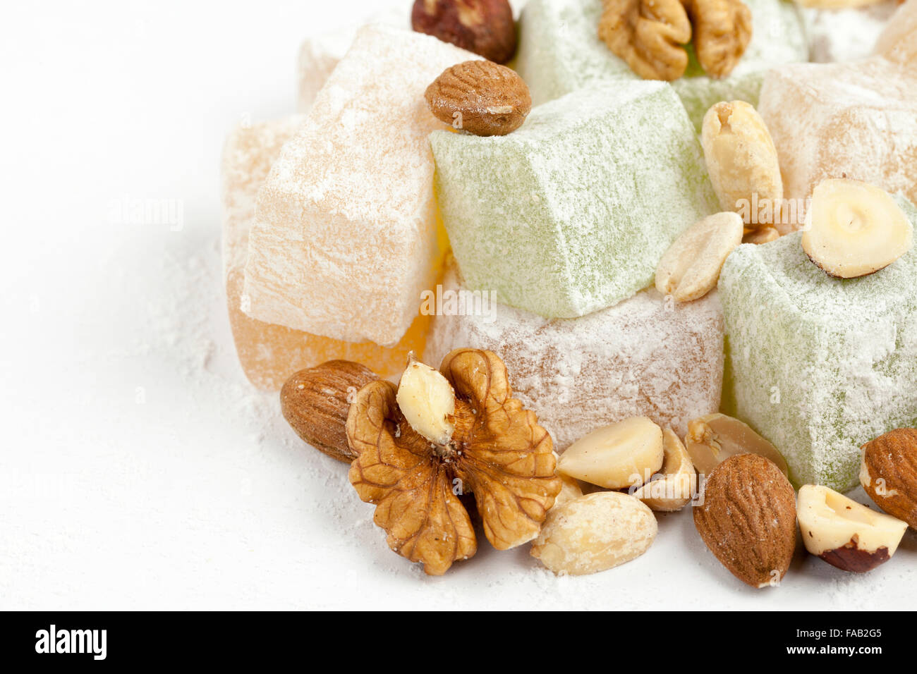 turkish delight group isolated on white Stock Photo - Alamy