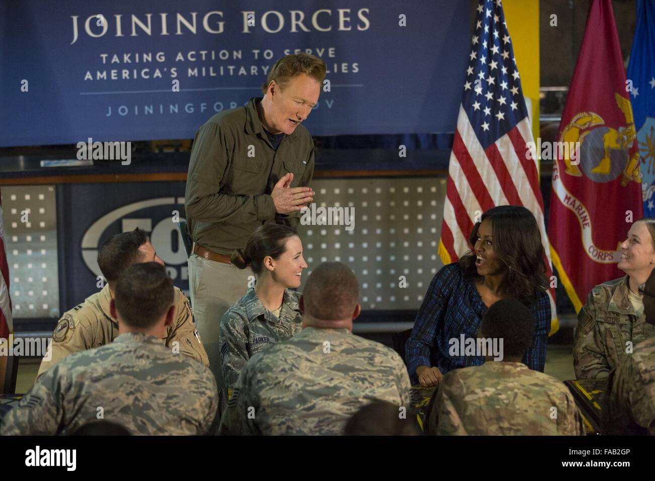 U.S. First Lady Michelle Obama and comedian Conan O'Brien participate ...