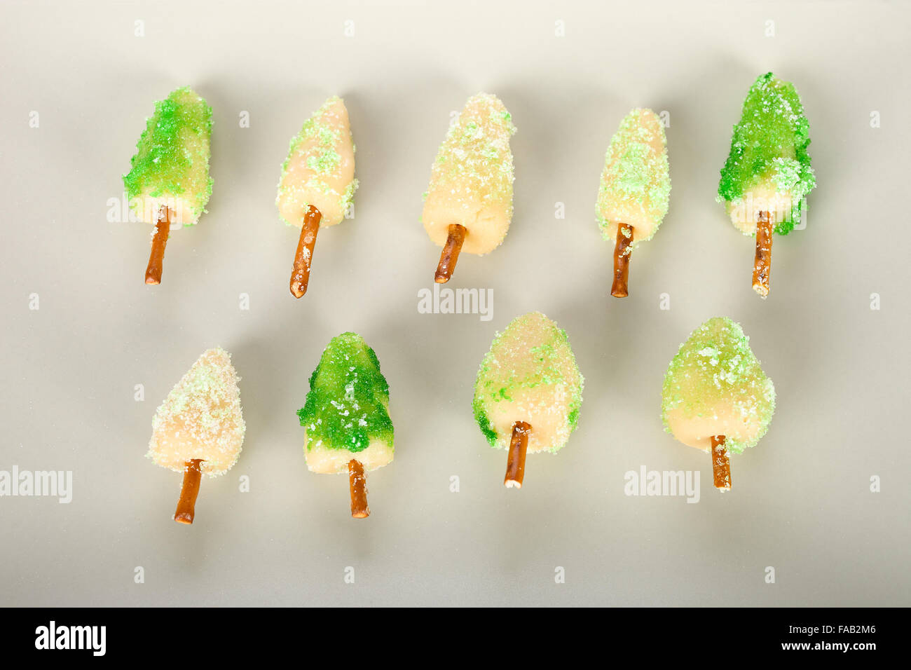Marzipan Christmas trees Stock Photo - Alamy