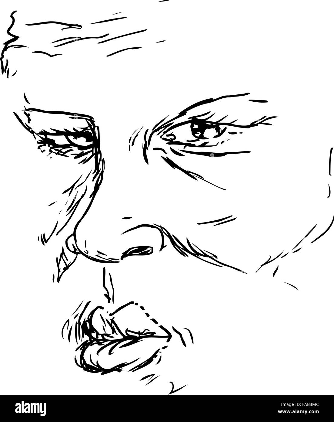 OUtlined drawing of older serious Black man face Stock Vector Image ...