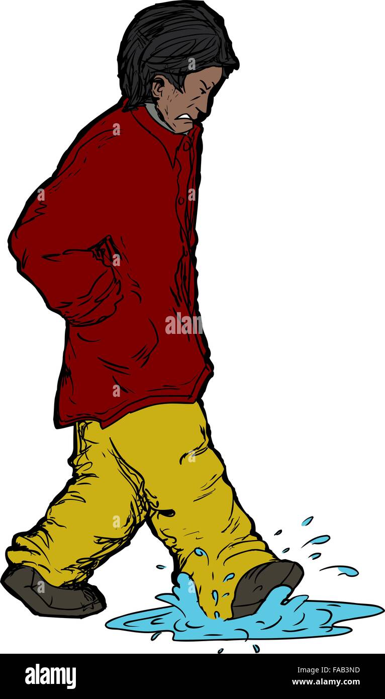 Stepping in puddle Stock Vector Images - Alamy
