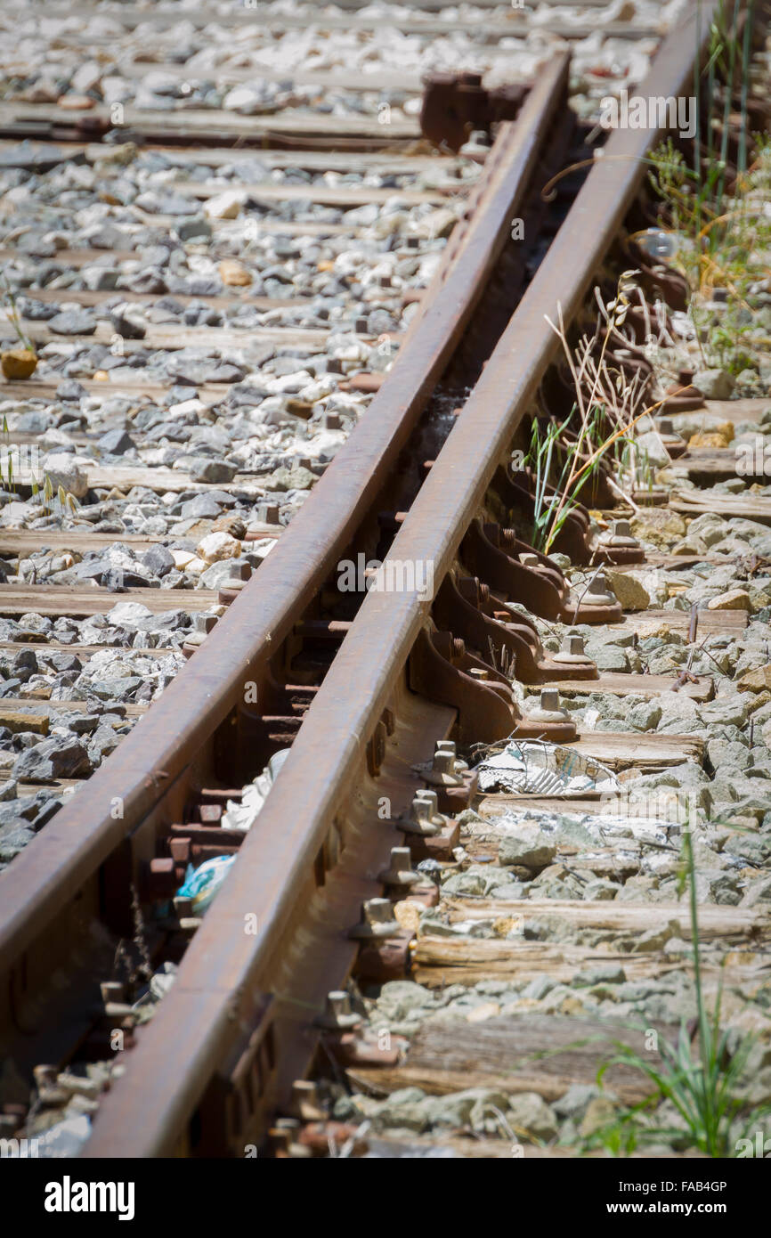 railroad, train rails, detail of railways in Spain Stock Photo - Alamy