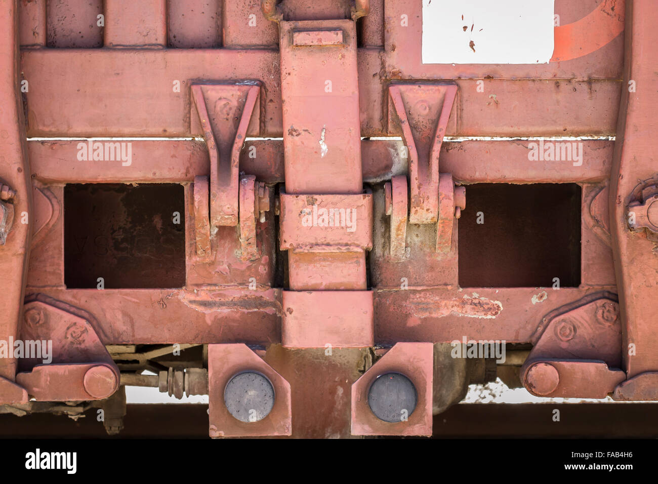 railway, old freight train, metal machinery details Stock Photo - Alamy