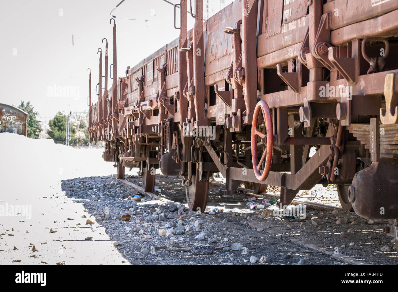 old freight train, metal machinery details Stock Photo - Alamy