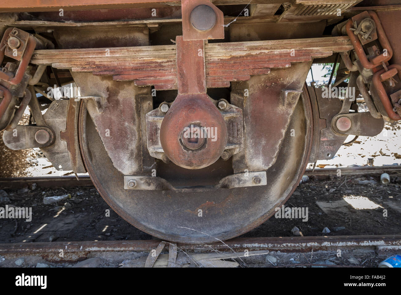 old freight train, metal machinery details Stock Photo - Alamy