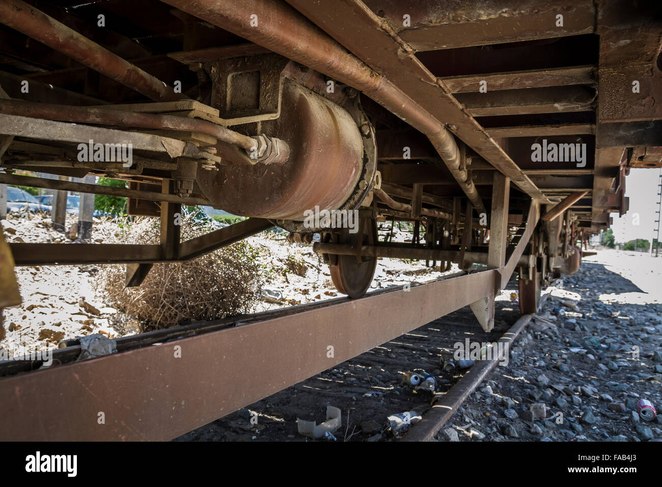 old freight train, metal machinery details Stock Photo - Alamy