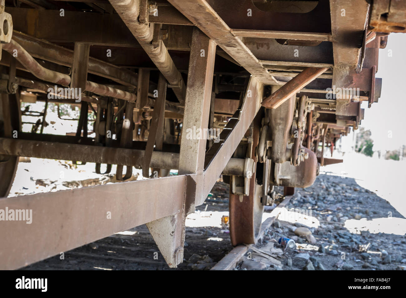 old freight train, metal machinery details Stock Photo - Alamy
