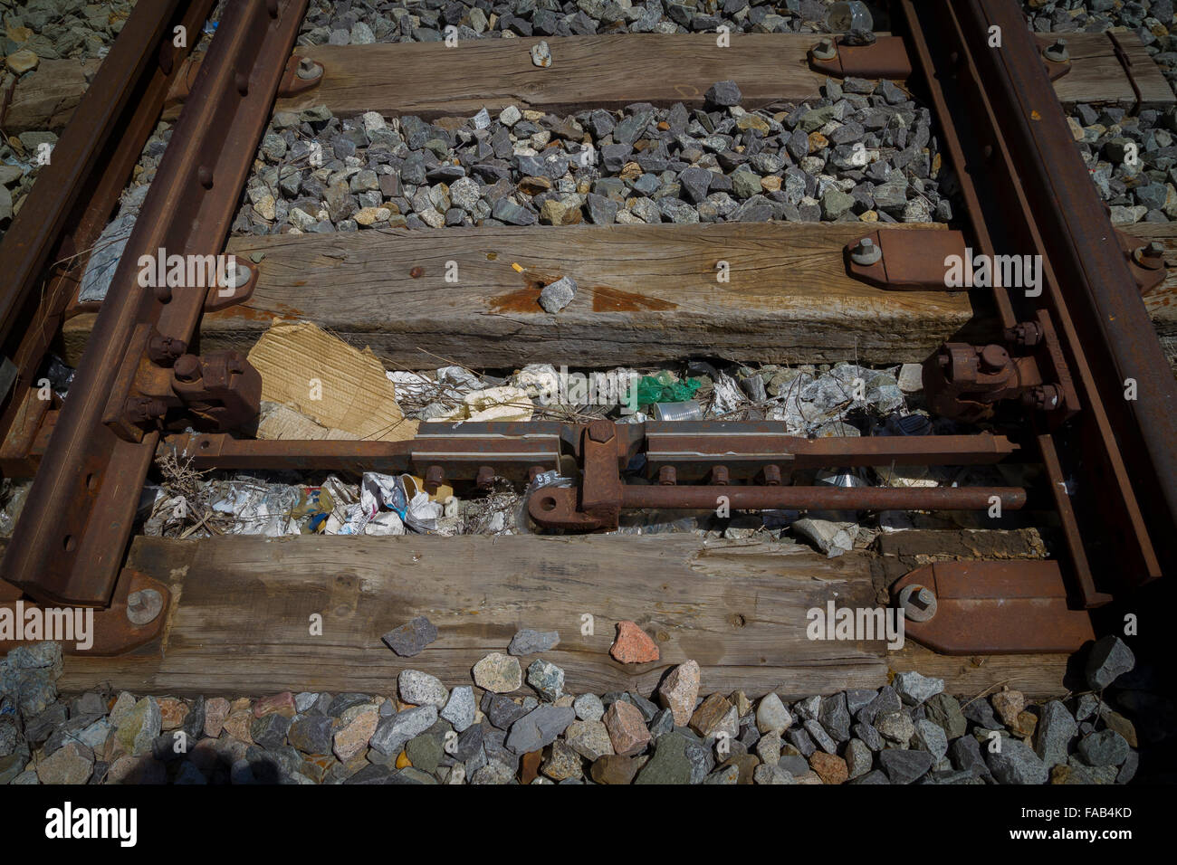 needle exchange, train rails, detail of railways in Spain Stock Photo ...