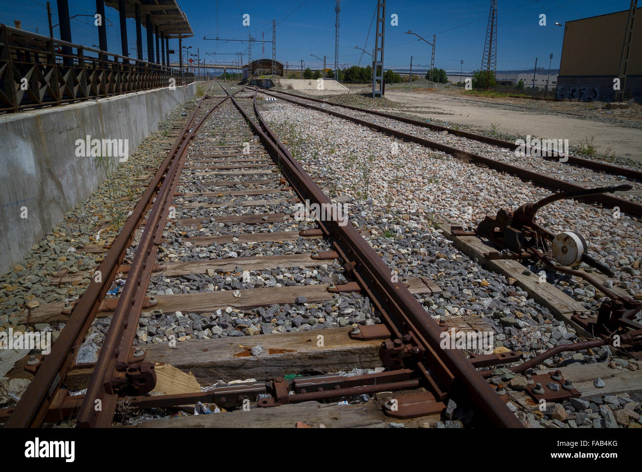 needle exchange, train rails, detail of railways in Spain Stock Photo ...