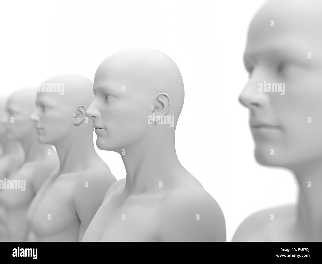 Human models in a row, computer illustration Stock Photo - Alamy
