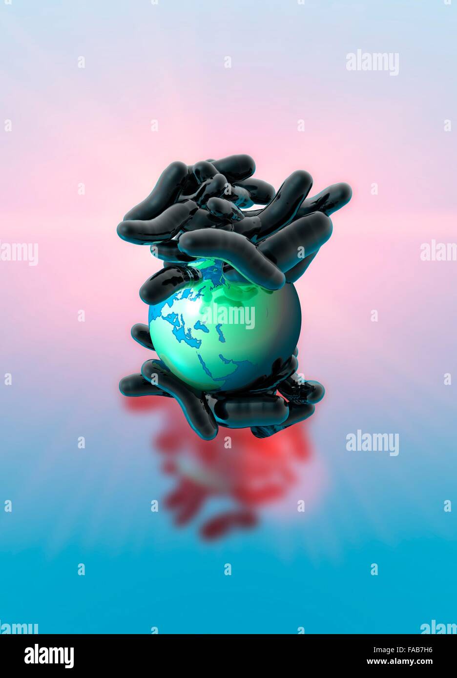 Planet earth covered with bacteria, computer illustration Stock Photo ...