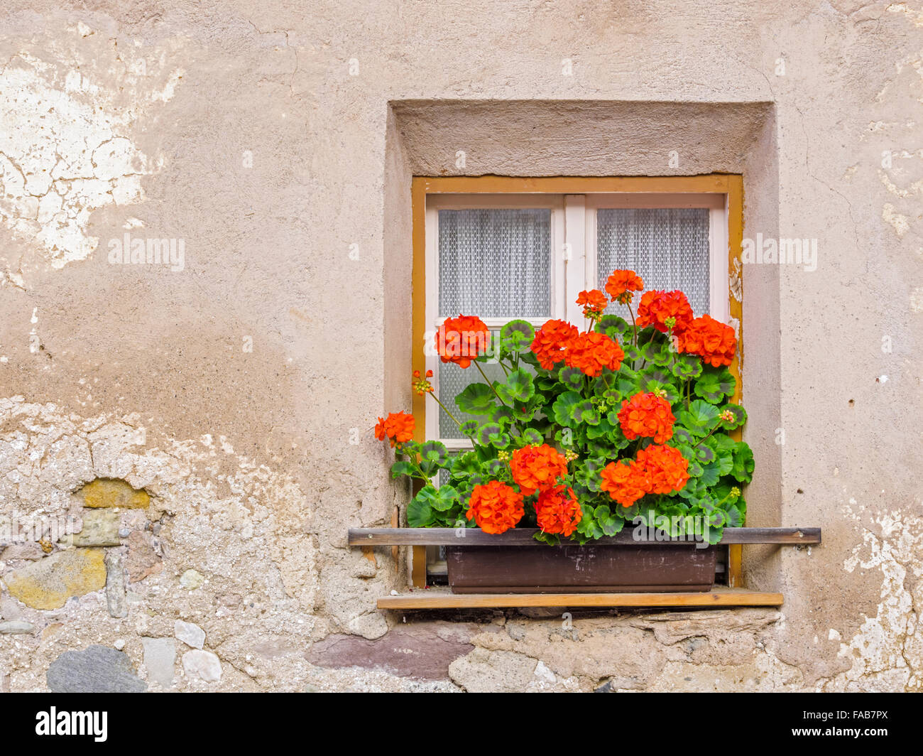 rustic flower boxes in Northern Italy Stock Photo - Alamy
