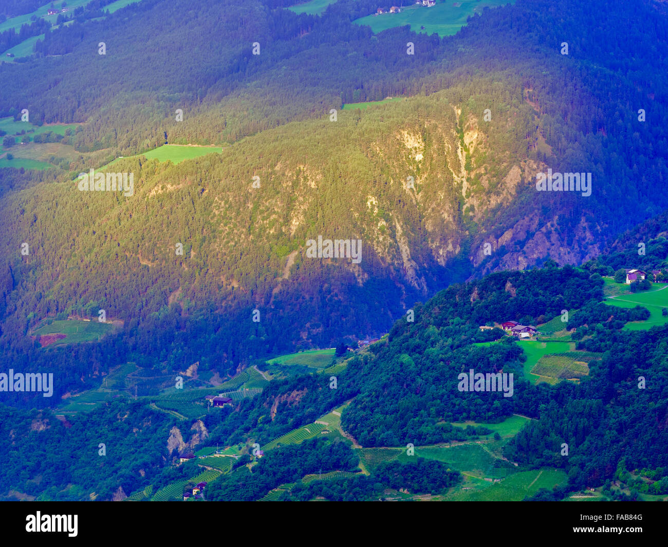 Eisack River valley at sunrise, Italy Stock Photo - Alamy