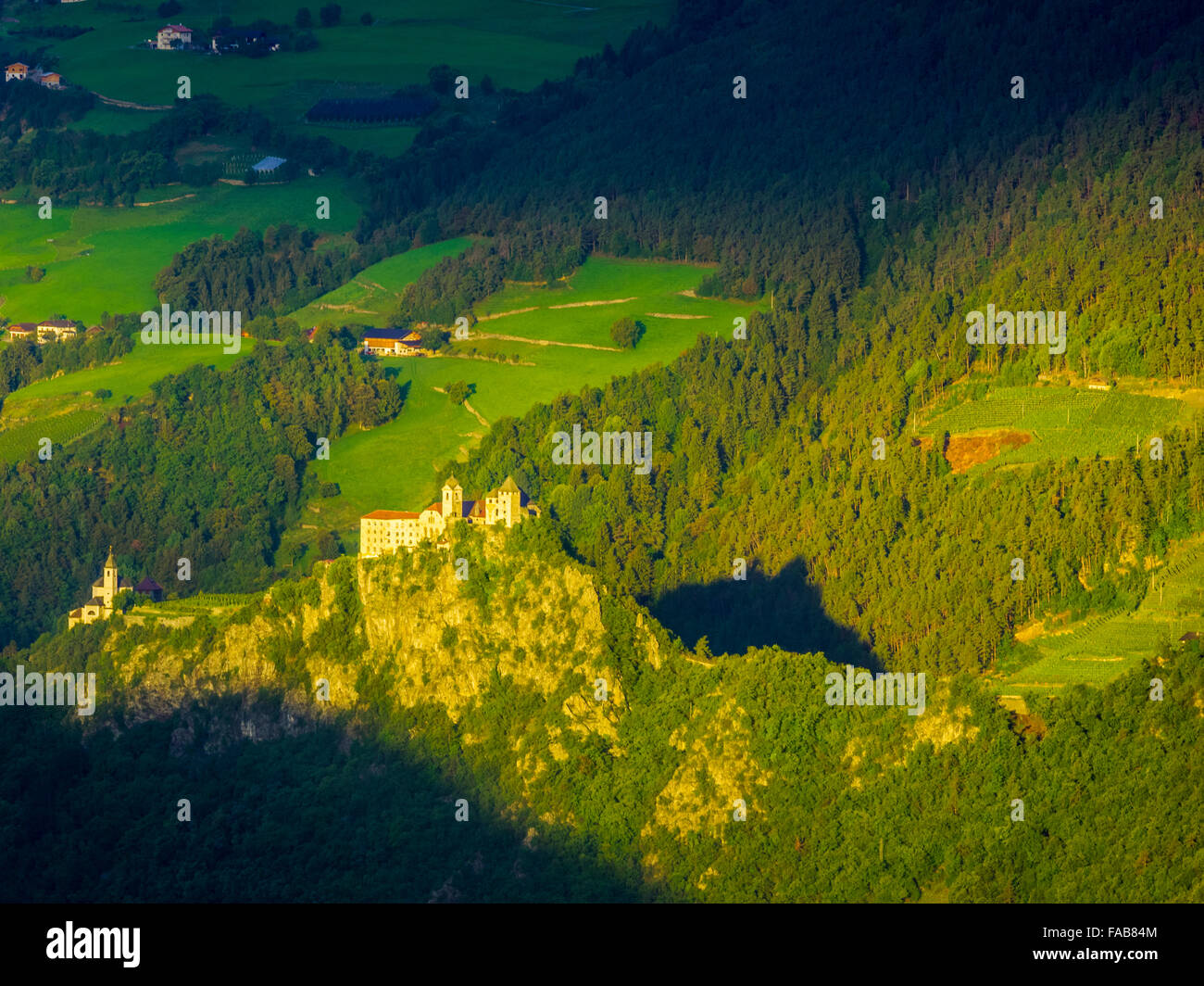 Eisack River valley at sunrise, Italy Stock Photo - Alamy