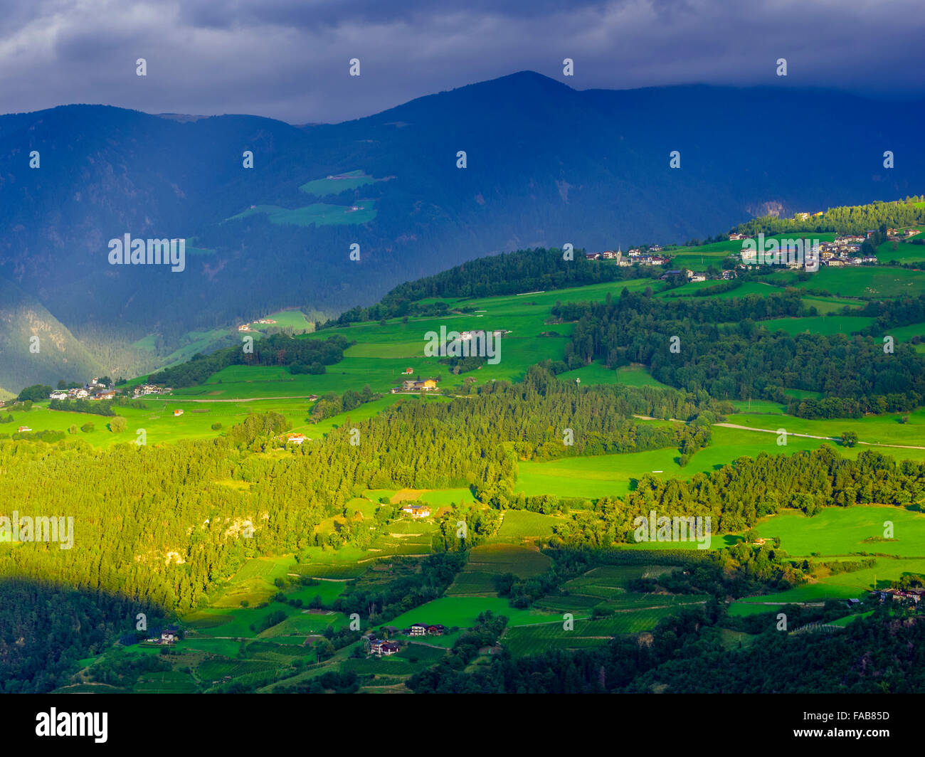 Eisack River valley at sunrise, Italy Stock Photo - Alamy