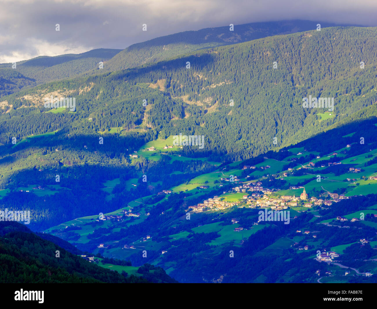 Eisack River valley at sunrise, Italy Stock Photo - Alamy