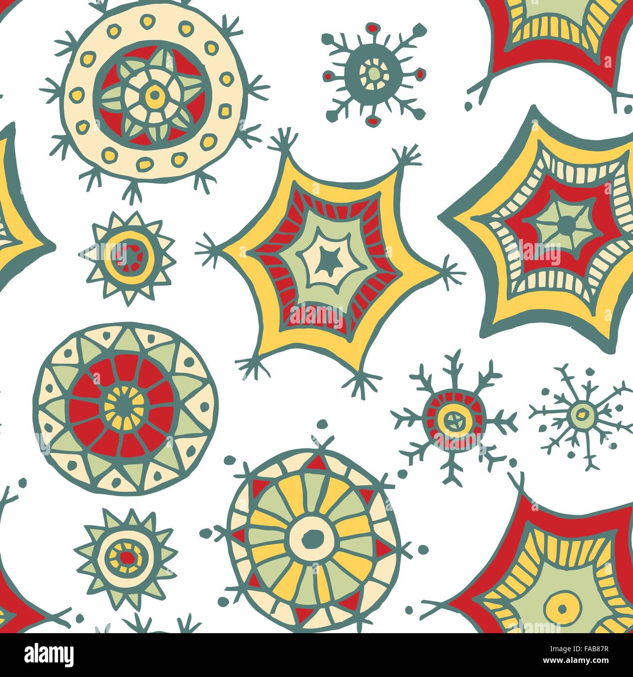 Hand drawn colorful snowflakes doodles Stock Vector Image & Art - Alamy