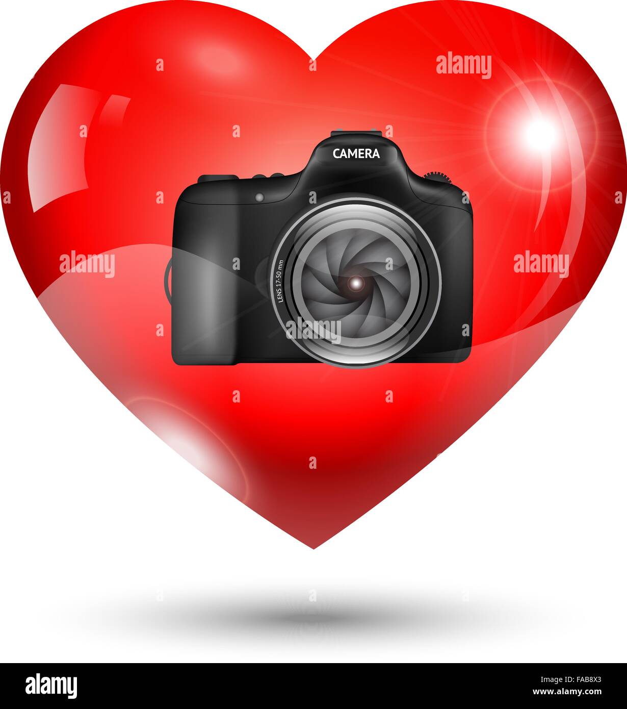 Fully red vector Heart with photo camera inside Stock Vector Image ...