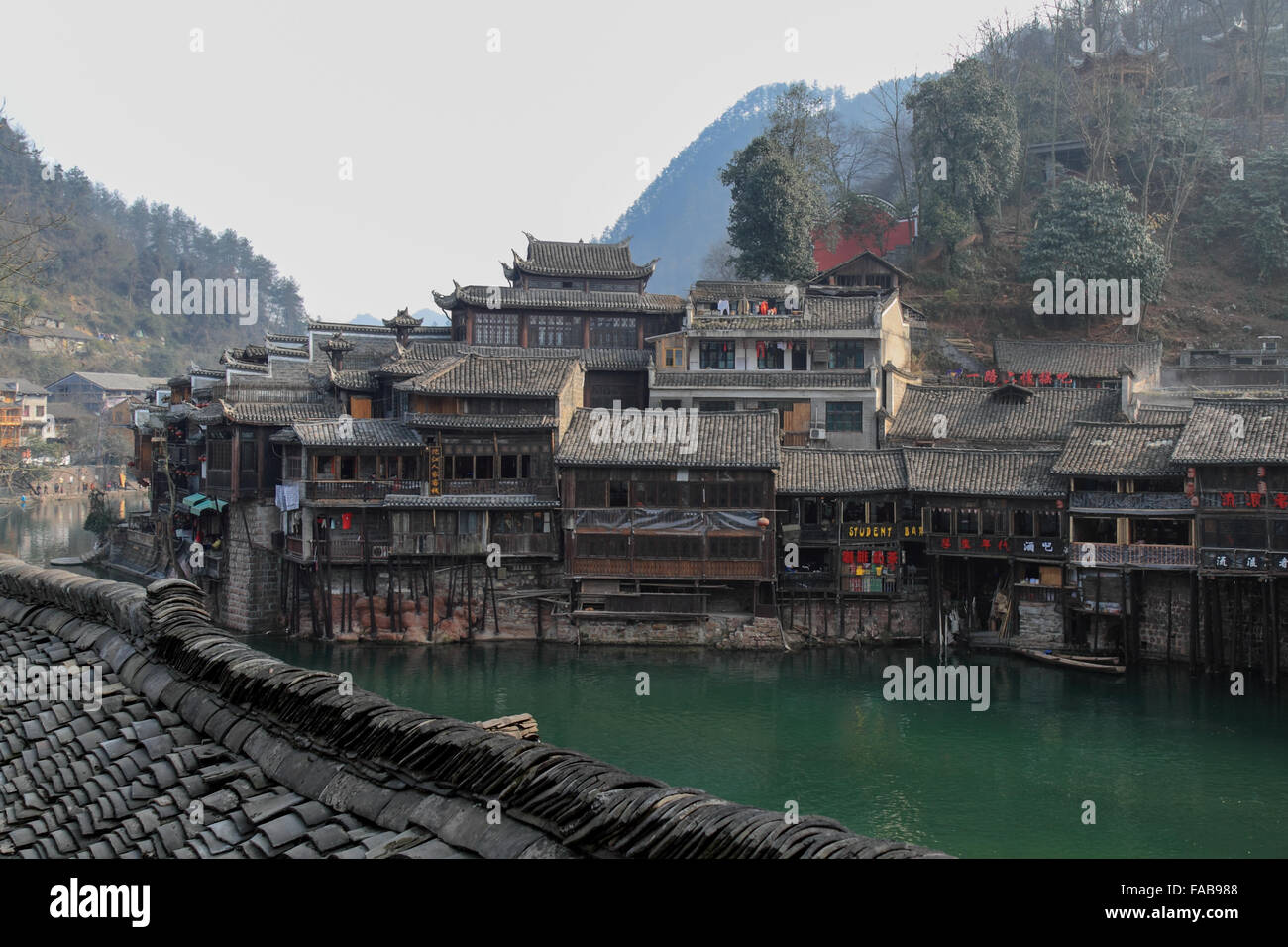 Fenghuan beautiful historical and ancient city in Hunan, China Stock ...