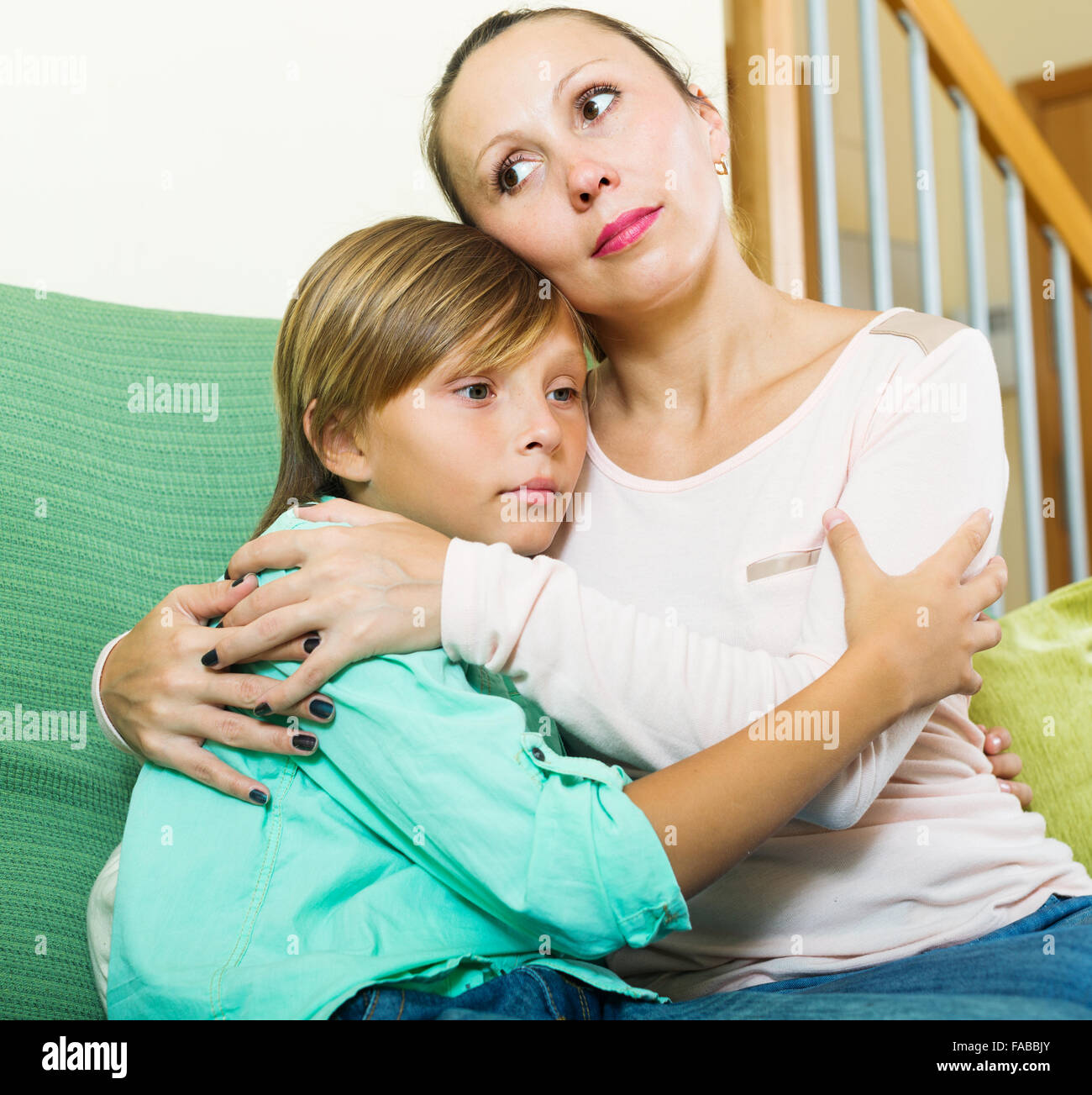 Calm woman consoling sad teenage son at home Stock Photo - Alamy
