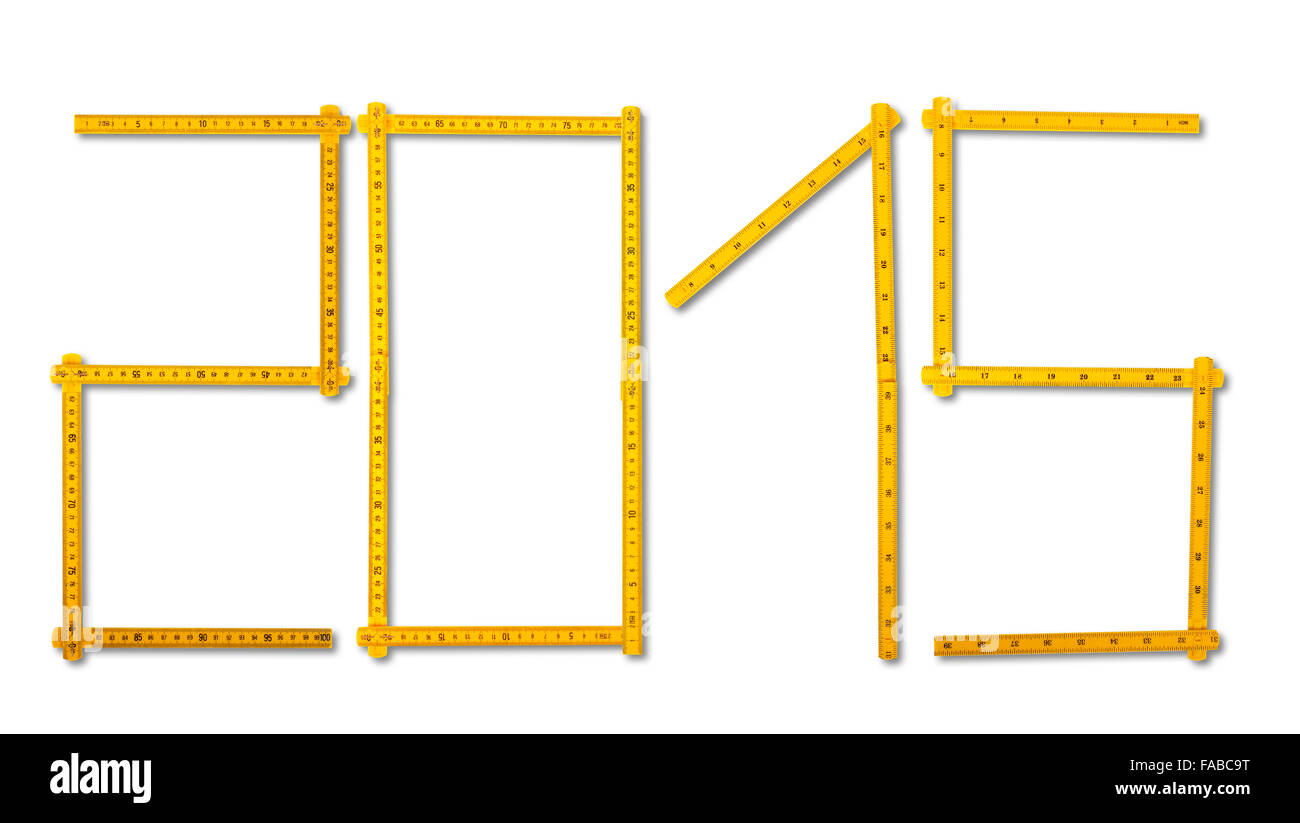 Carpenter rule look like 2015. Isolated over white background with ...