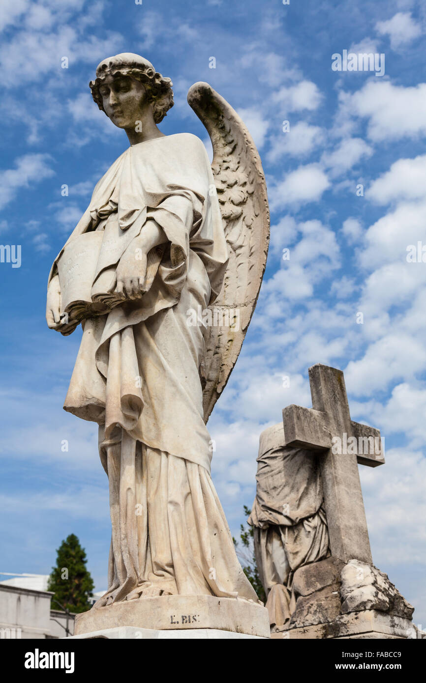 Cemetery statue in Italy, made of stone - more than 100 years old Stock ...