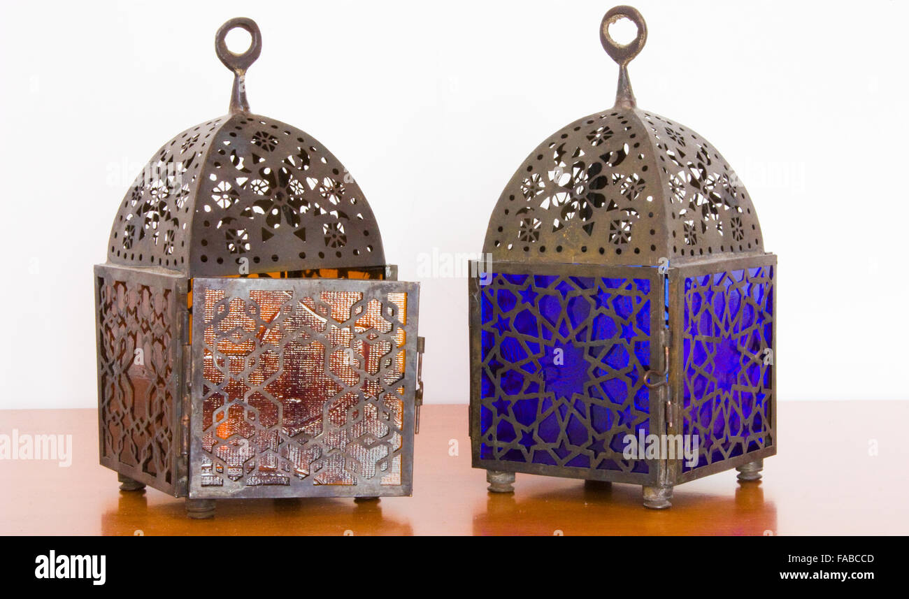 Egyptian lamps - metal and colored glass, from Cairo Stock Photo - Alamy