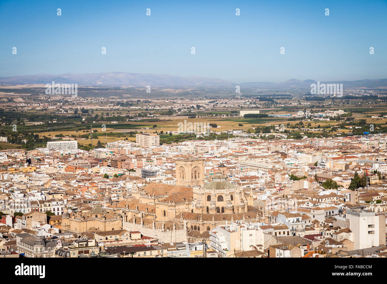 Spain, Andalusia Region, Granada town panorama from Alhambra viewpoint ...