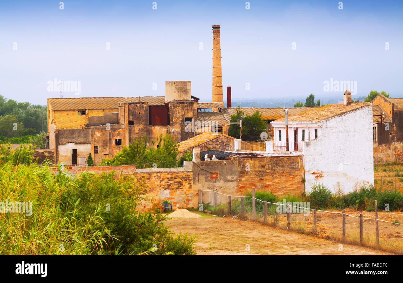 abandoned factory in old spanish town Stock Photo - Alamy