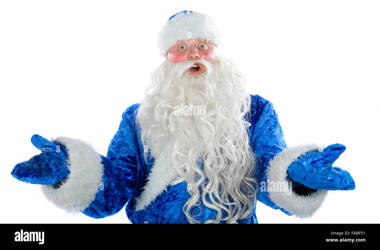 Surprised Santa Claus on a white background Stock Photo - Alamy