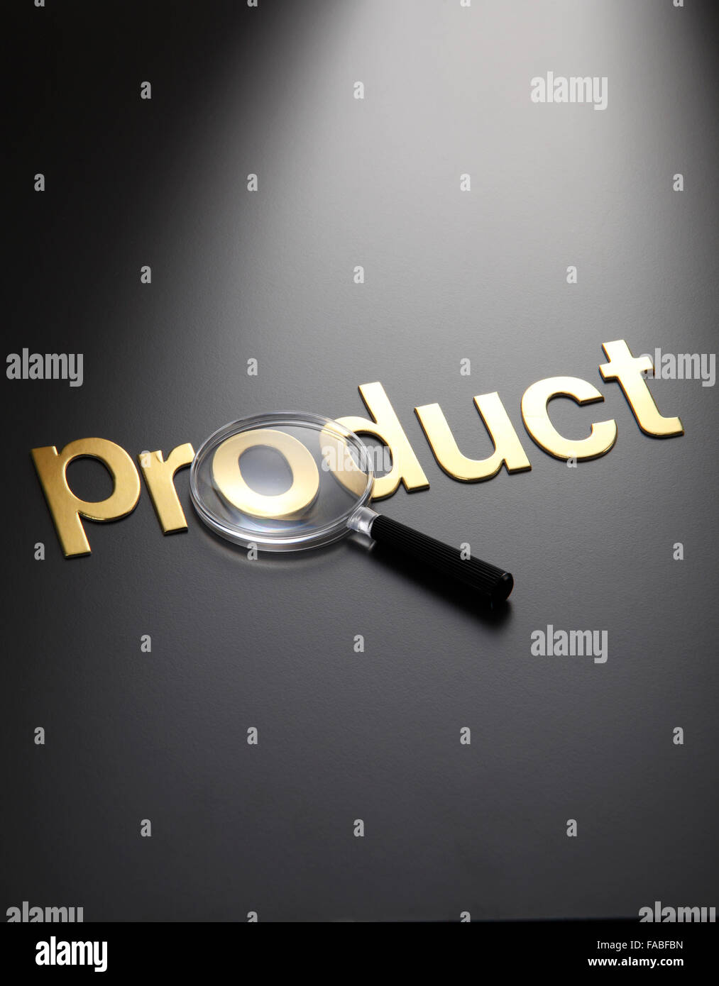 word product and magnifying glass Stock Photo - Alamy