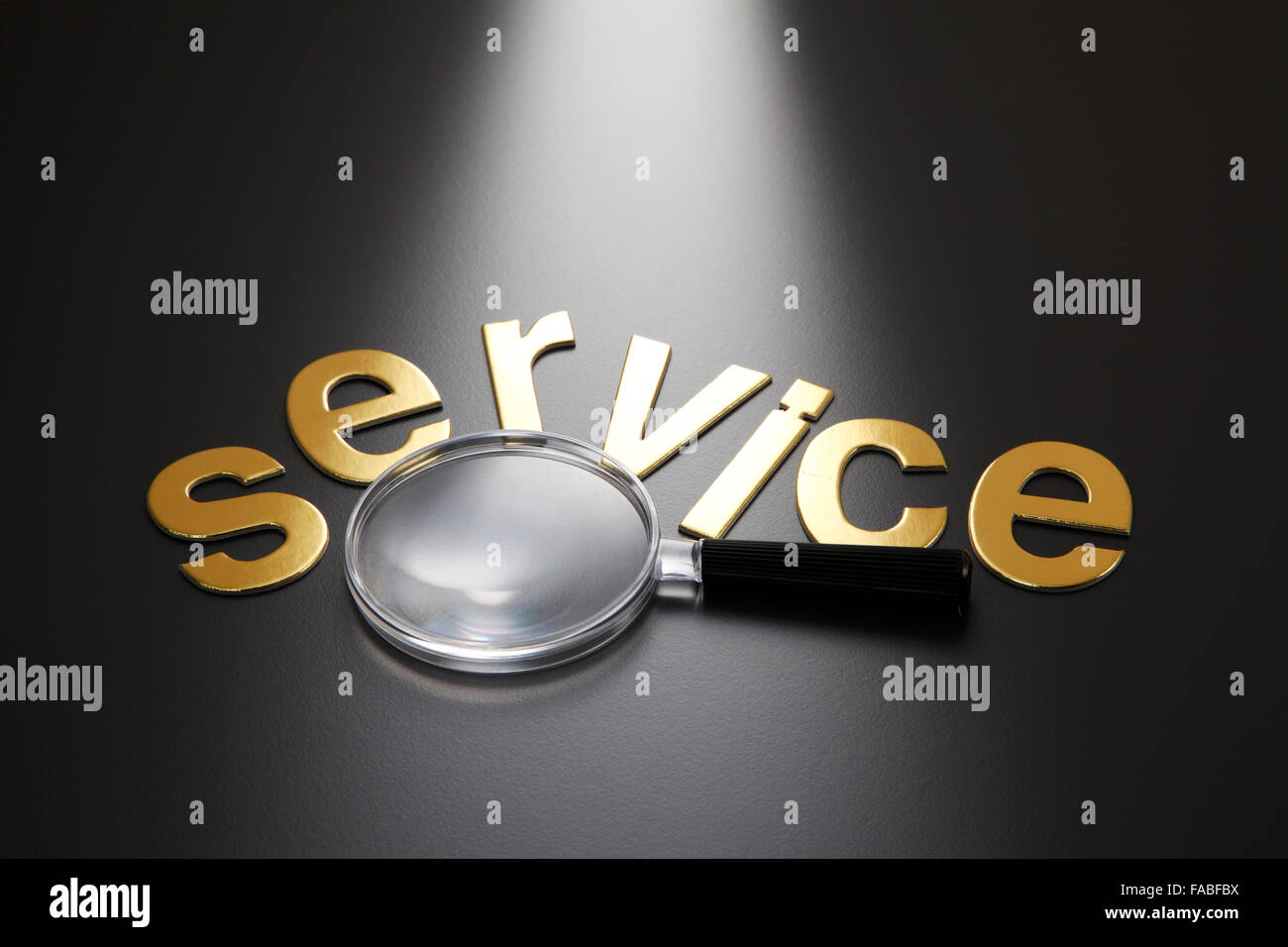 word service and magnifier glass Stock Photo - Alamy