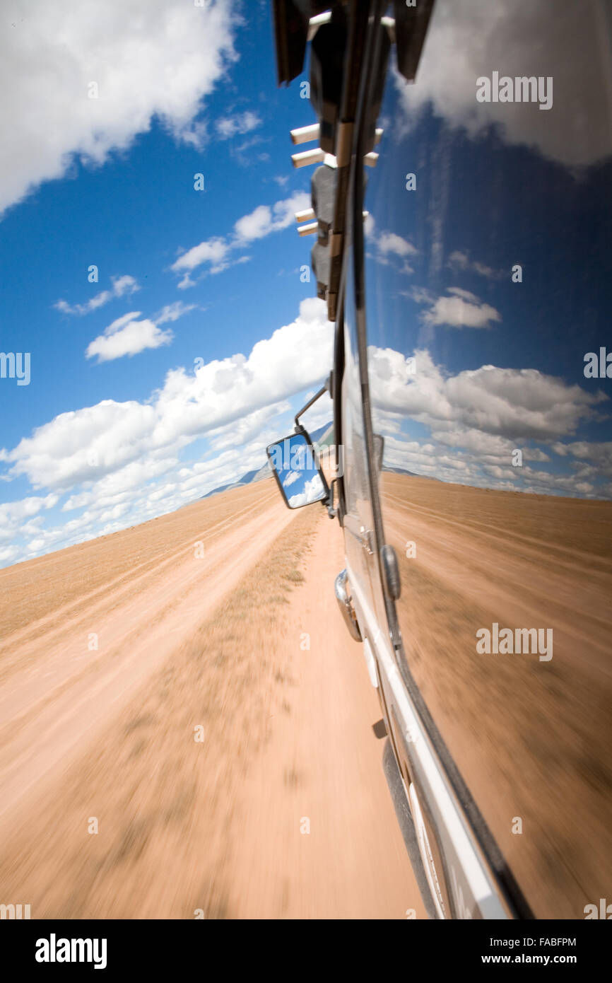view from the window of an SUV on the desert Stock Photo - Alamy
