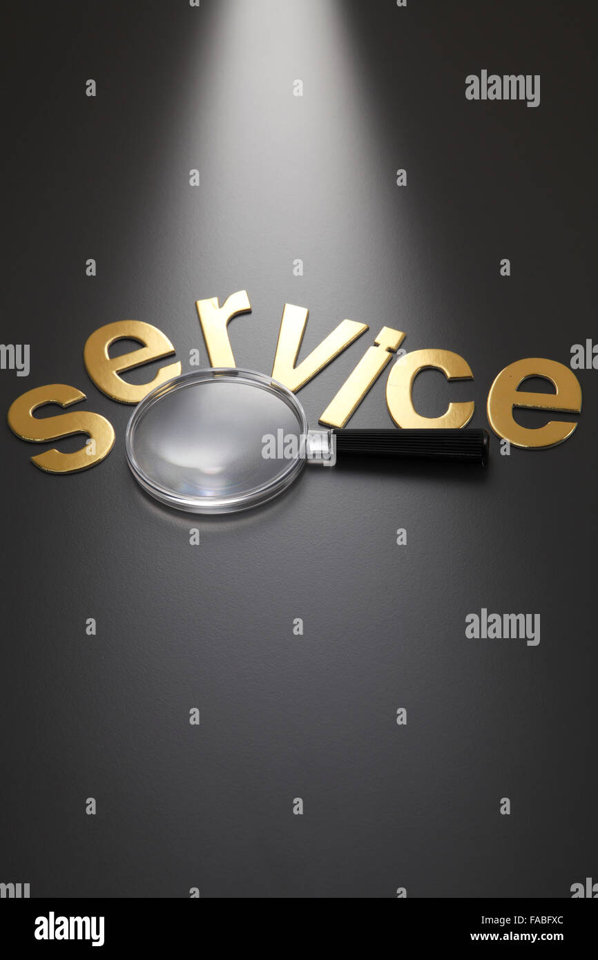 word service and magnifier glass Stock Photo - Alamy