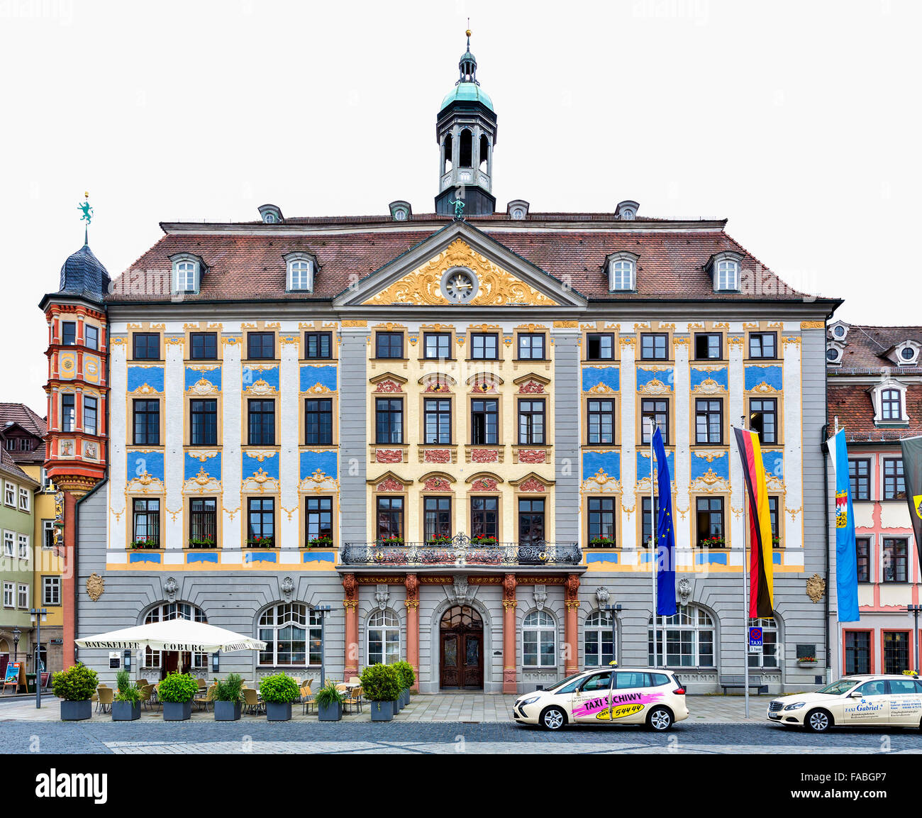 New Town Hall on the market square, Coburg, Upper Franconia, Bavaria ...
