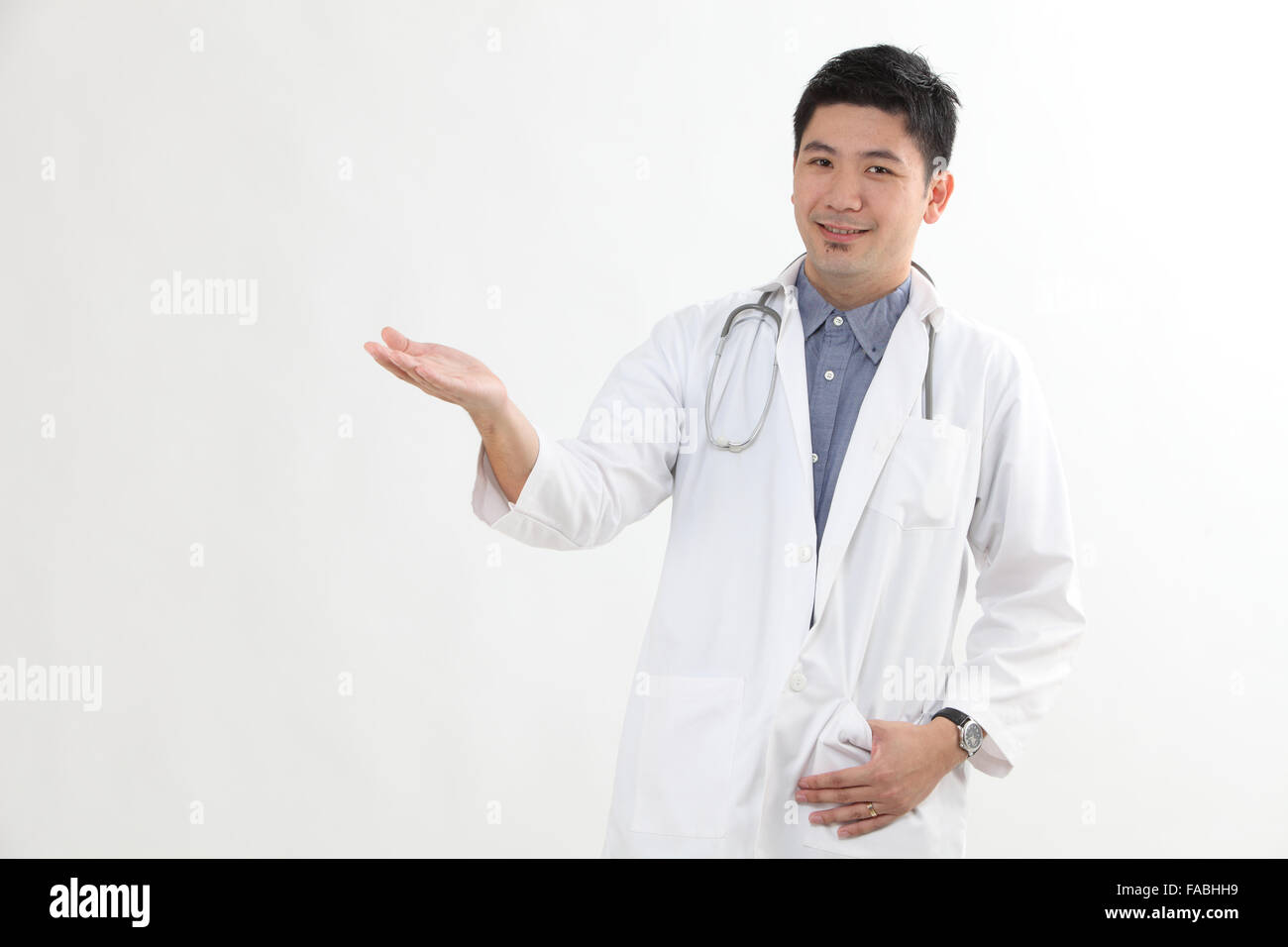 doctor with the arm raising Stock Photo - Alamy