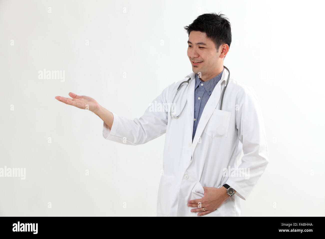 doctor with the arm raising Stock Photo - Alamy