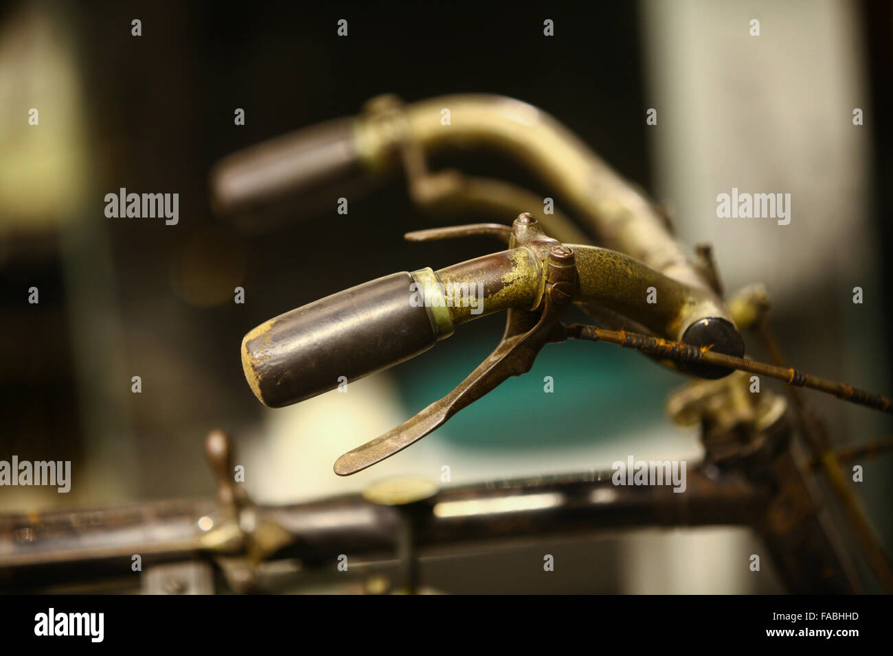 Color image with a detail of an old, vintage bicycle handlebar Stock ...