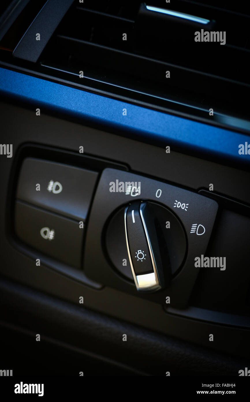 Color image of the headlights switch in a car Stock Photo - Alamy