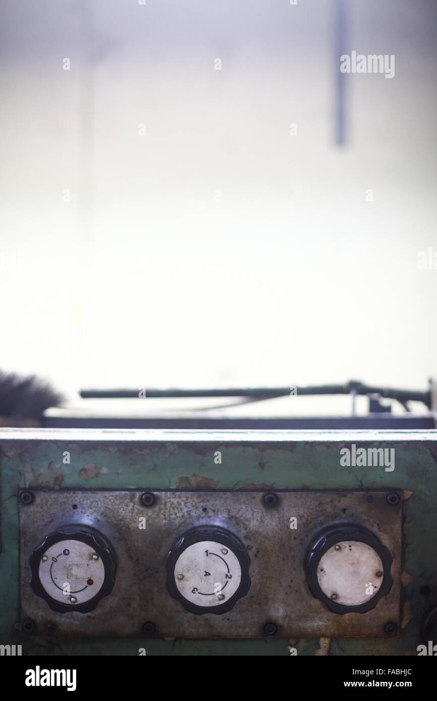 Color image of some buttons on a dirty old control panel Stock Photo ...