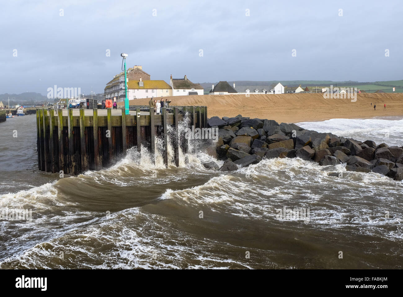 West Bay, Dorset, UK. 26 Dec 2015. Rough sea causes the West Bay ...