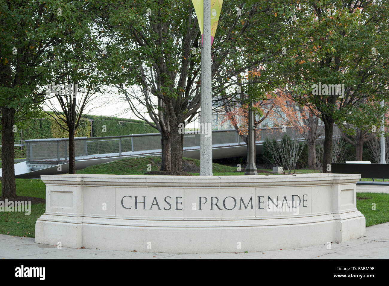 Concrete Chase Promenade entrance sign at the Millennium Park, Grant ...