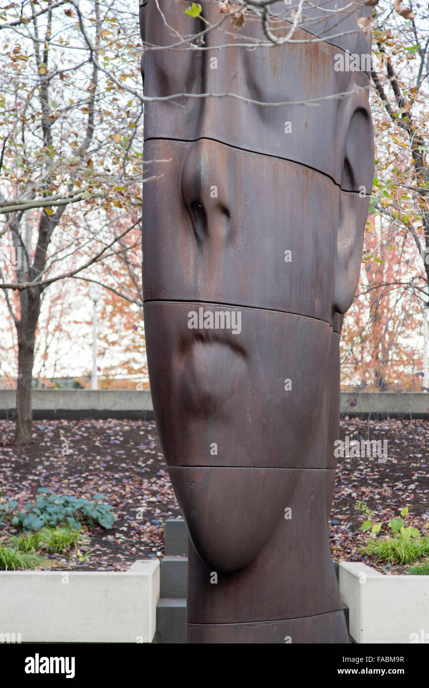 Face and head sculpture in Millennium Park, Chicago, Illinois, USA ...