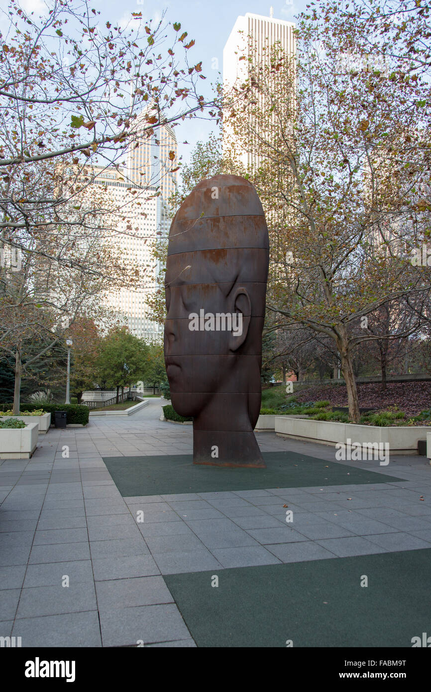 Face and head sculpture in Millennium Park, Chicago, Illinois, USA ...