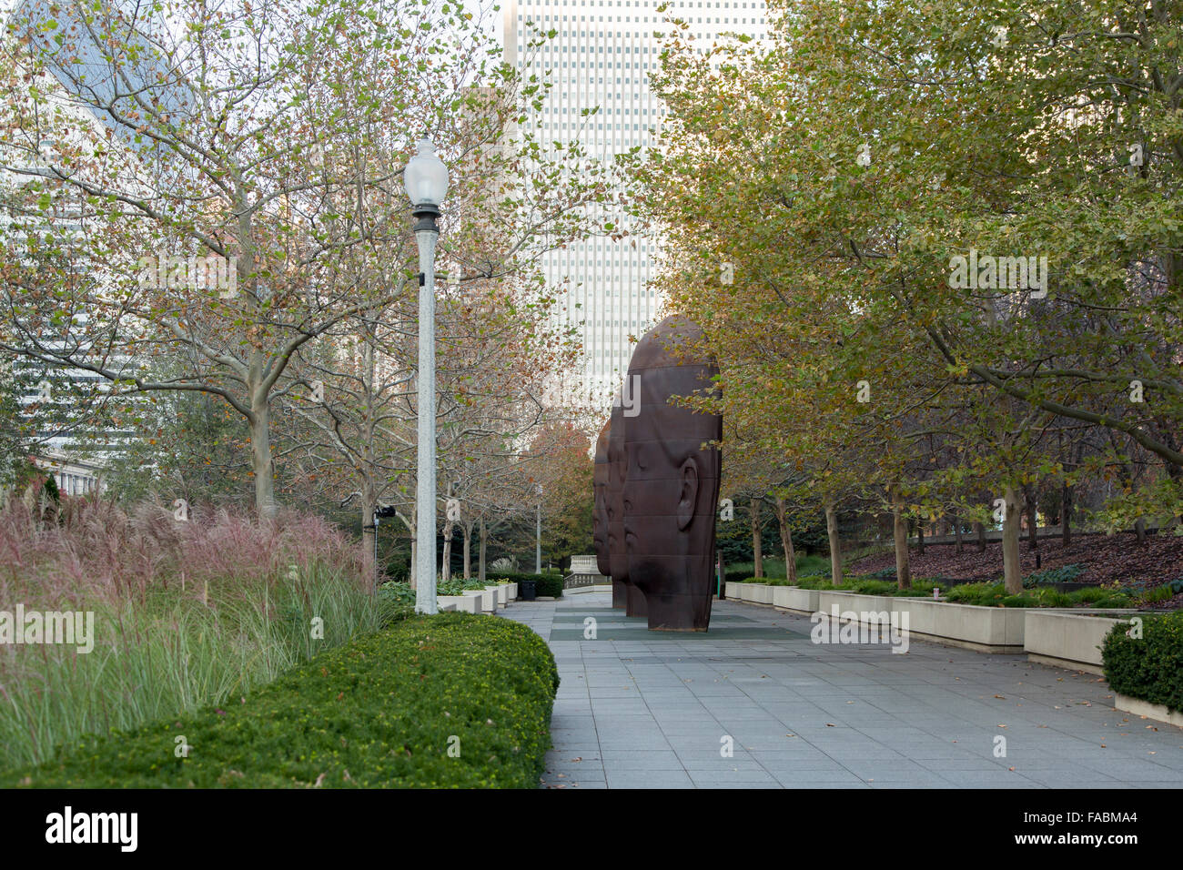 Face and head sculpture in Millennium Park, Chicago, Illinois, USA ...
