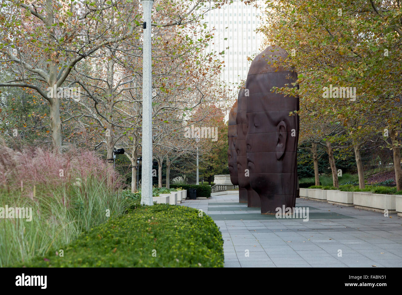 Face and head sculpture in Millennium Park, Chicago, Illinois, USA ...